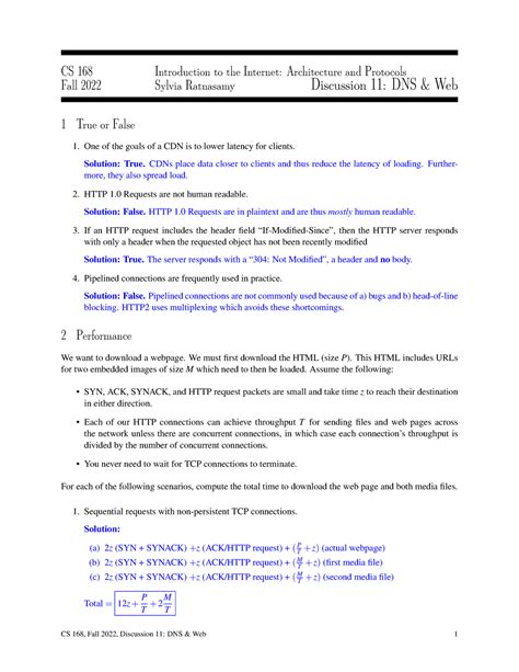 11 Sol Homework CS 168 Introduction To The Internet Architecture