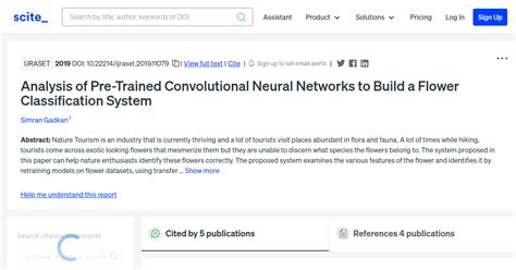 Analysis Of Pre Trained Convolutional Neural Networks To Build A Flower