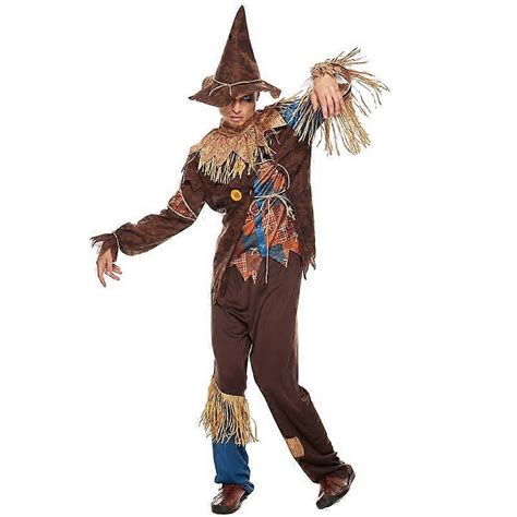 Mens Evil Scarecrow Costume Deluxe Adult Scary Halloween Straw Wizard