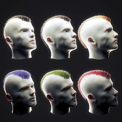 Punk Hairstyle Low Poly 2 3d Model 17 Obj Unknown Max Fbx Free3d