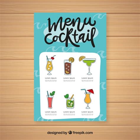 Free Vector Hand Drawn Cocktail Menu Template