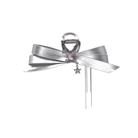 히피와이 Ribbon Chain Hairpin 리본 가죽 체인 집게핀 헤어핀 머리핀 별 스타 Y2k 키치 하이틴 크로스 하라주쿠