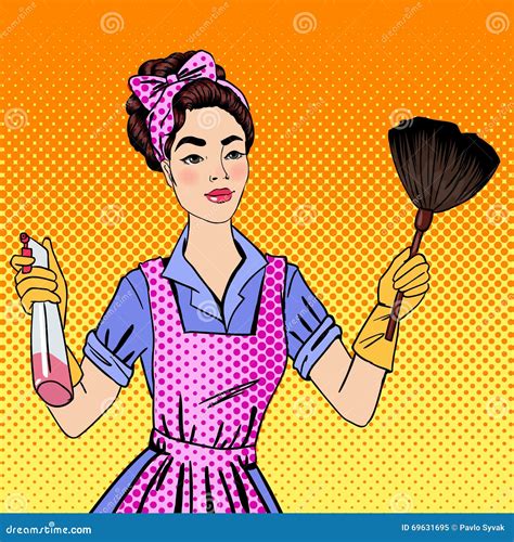 Woman Cleaning The House Girl Doing House Work Stock Vector