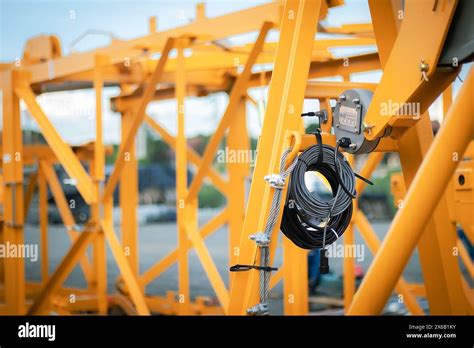 Load Sensor Of Tower Crane With Cable For Measurement Weight When Lifting Something Of Tower