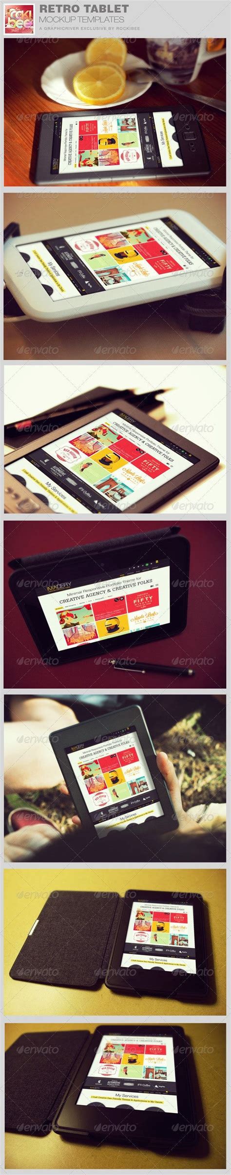 Retro Tablet Mockup Templates Mockup Templates Branding Mockups
