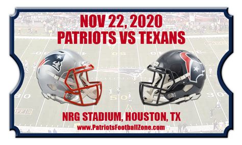 New England Patriots Vs Houston Texans Football Tickets 112220