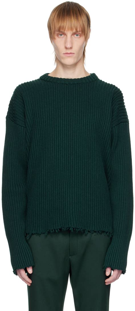 Mm6 Maison Margiela Green Raw Cut Sweater 600 Ssense Lookastic
