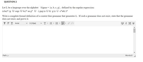 Solved QUESTION Let L Be A Language Over The Alphabet Chegg