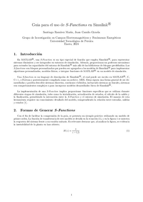 Pdf Guia Para El Uso De S Functions En Simulink®