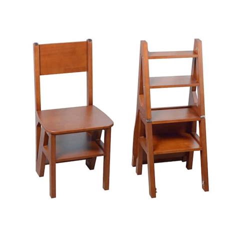 Tatayosi 3 In 1 Multifunction 4 Step Wood Folding Step Stool For Home