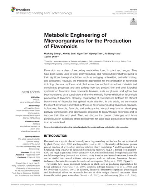 PDF Metabolic Engineering Of Microorganisms For The Production Of Flavonoids