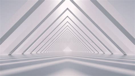 3d Render Abstract Minimal Background White Triangular Corridor Stock Illustration