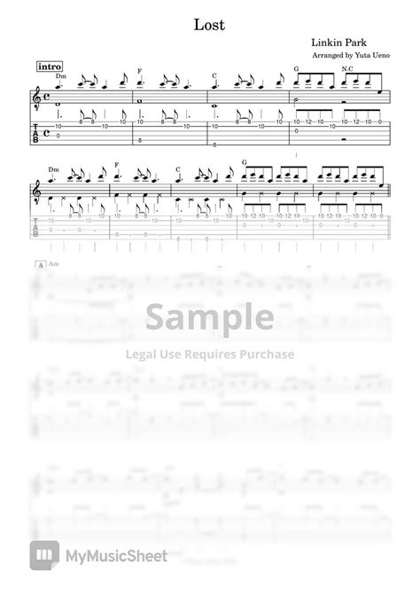 Linkin Park Lost Fingerstyle Tab 1staff By Yuta Ueno