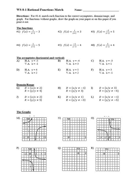 4 Graphing Rational Expressions Ws Pdf