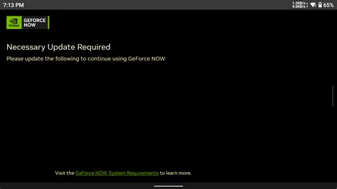 Necessary Update Required Error Rgeforcenow