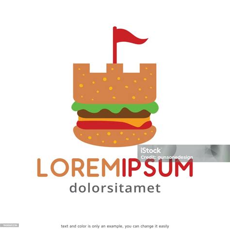 버거 캐슬 템플릿 디자인 벡터 상징 디자인 개념 크리에이 티브 기호 아이콘 Lorem Ipsum에 대한 스톡 벡터 아트 및 기타