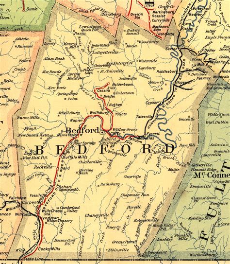 Bedford 1895 Antique English County Map Of Bedfordshi