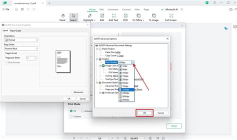 identify methods to adjust dpi in pdf quality matters