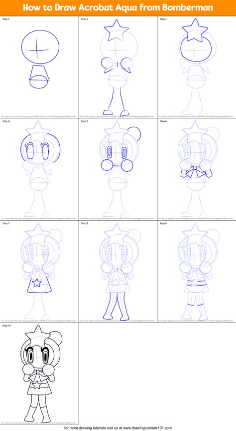 How To Draw Acrobat Aqua From Bomberman Bomberman Step By Step