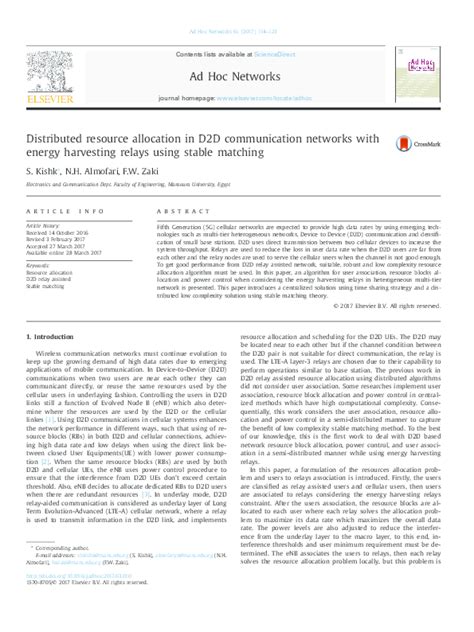 Pdf Distributed Resource Allocation In D2d Communication Networks