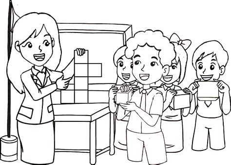Gambar Guru Dan Murid Kartun Hitam Putih