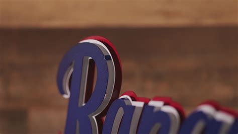 Texas Rangers 3 Layer Rangers Script 3d Metal Wall Art