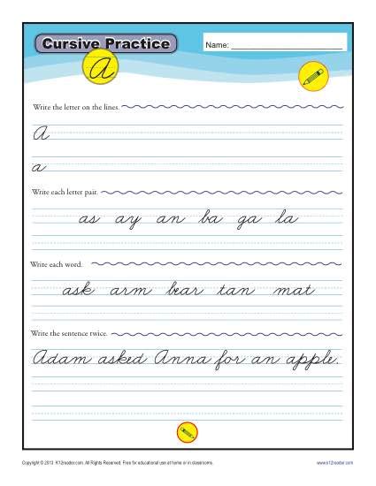 Cursive Letters A Z Free Printable Worksheets K Reader Worksheets Library
