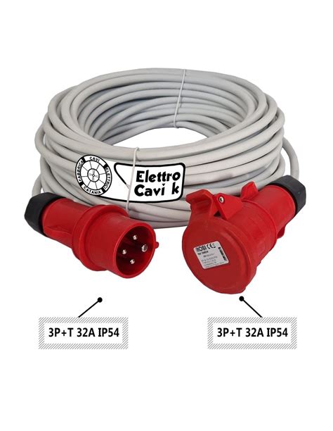 Prolunga Elettrica Industriale 32a Trifase 380v 3p T Ip54 Cavo Fror 4g4 4g6 Mm² 4 Poli