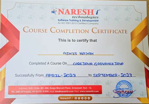 Finished Core Java And Advance Java Courses At Naresh I Ashis Nayak