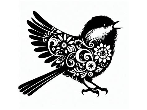 Silhouette Of A Chirping Chickadee Graphic By Infouliasolovieva · Creative Fabrica