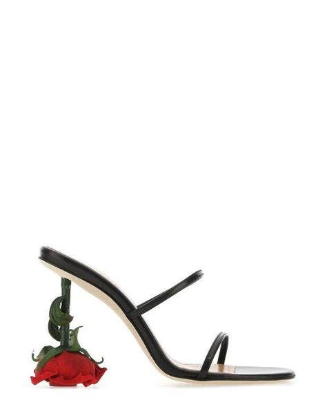 Loewe Rose Heel Sandals In Black Lyst