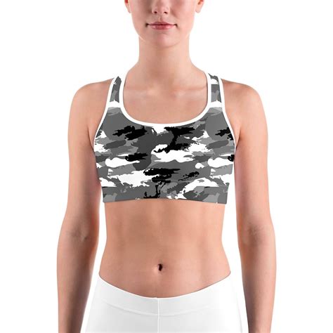Black And White Camo Sports Bra