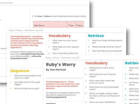 Reading Skills Rubys Worry Teaching Resources