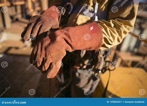 Construction Worker Wearing Safety Industry Heavy Duty Reinforced