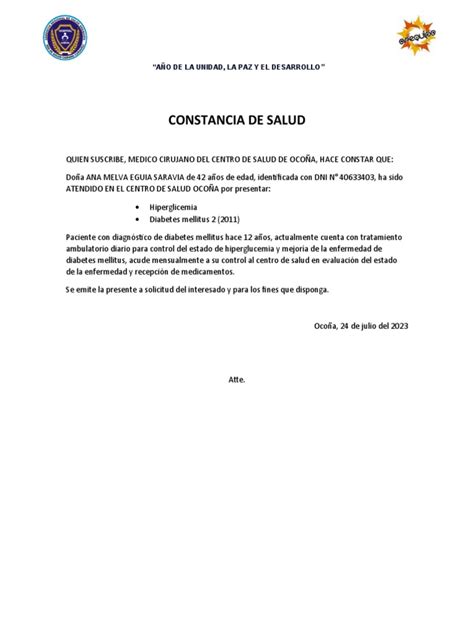 Constancia De Salud Pdf