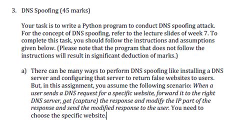 Solved DNS Spoofing Marks Your Task Is To Write A Chegg