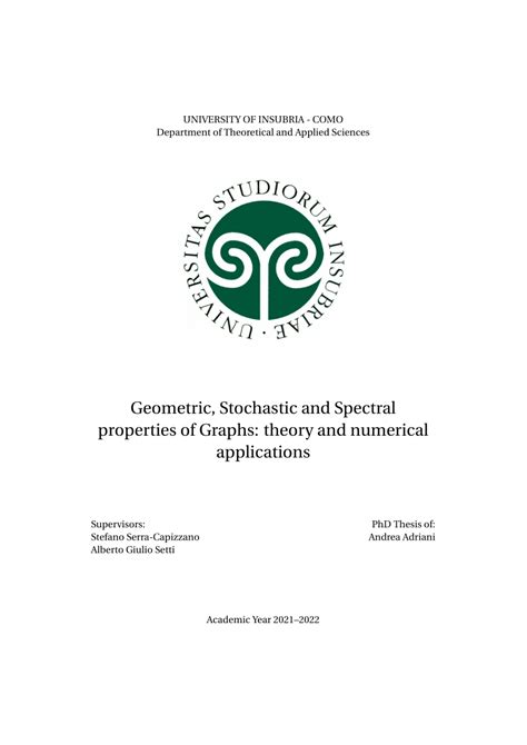 pdf geometric stochastic and spectral properties of graphs theory