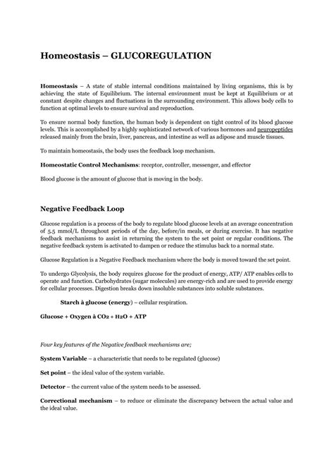 Biology Homeostasis Glucoregulation Biology Level 3 Ncea Thinkswap