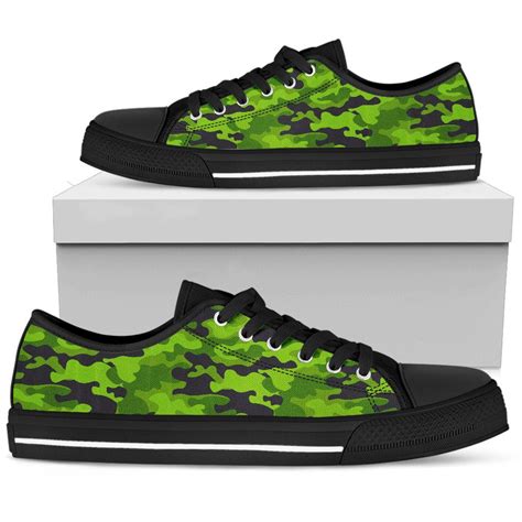 Green Kelly Camo Print Men Low Top Shoes Jorjune
