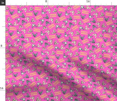 Small Scale Party Naked Sphynx Cat Fabric Spoonflower