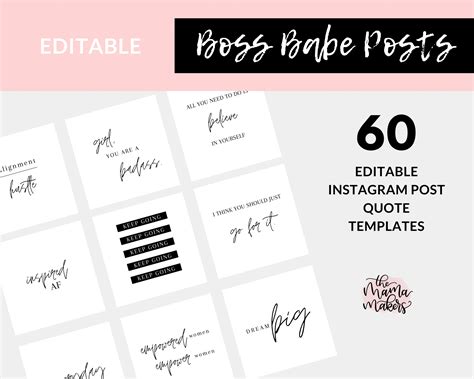 Boss Babe Instagram Posts Editable Instagram Post Quote Etsy
