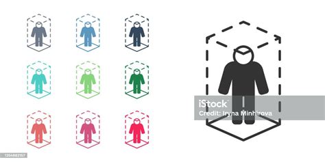 흰색 배경에 격리된 블랙 3d 모델링 아이콘입니다 증강 현실 또는 가상 현실 다채로운 아이콘을 설정합니다 벡터 3차원 형태에