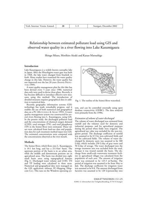 Pdf Relationship Between Estimated Pollutant Load Using Gis And Observed Water Quality In A