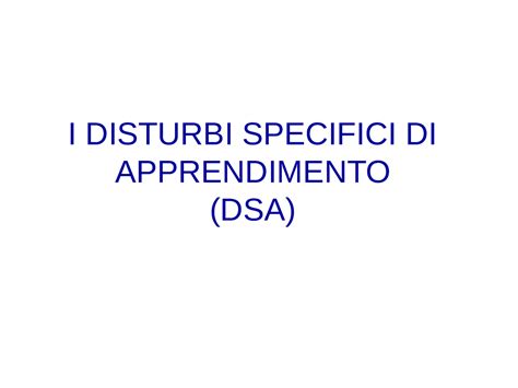Dsa Disturbi Specifici Di Apprendimento Docsity