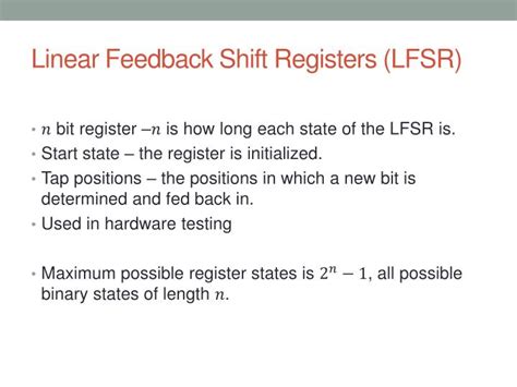 Ppt Linear Feedback Shift Registers Galois Fields And Stream
