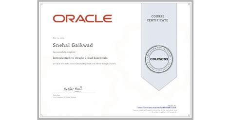 Oracle Coursera Certification Learning Techskills Sql Snehal