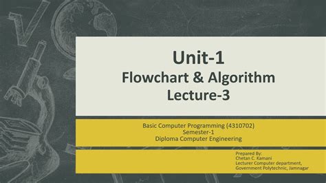 Lecture 3 Flowchart And Algorithm Unit 1bcpgtubasic Computer Programming4310702 Youtube
