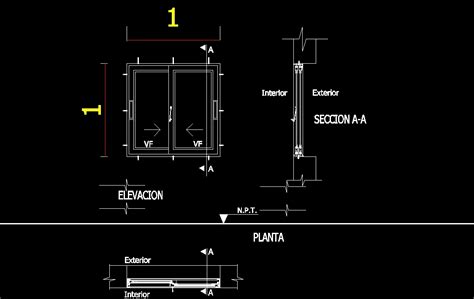 Aluminium Sliding Window Dwg Detail For Autocad • Designs Cad