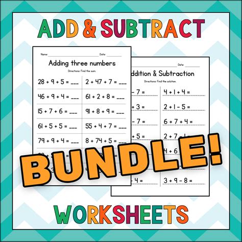 Adding And Subtracting Numbers Bundle Addition And Subtraction Worksheets