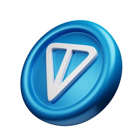 Free Toncoin Or TON Blue Coin 3d Rendering Tilted Left View